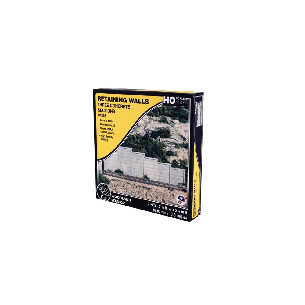 Woodland Scenics C1258- HO Scale - Concrete Retaining Walls 4pcs ...
