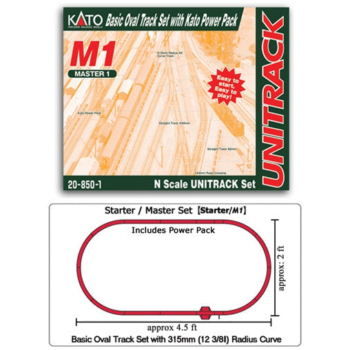 Kato 20-852 M1 Basic Oval W/ Kato Power Pack - Track Set N Scale – Michael's Trains